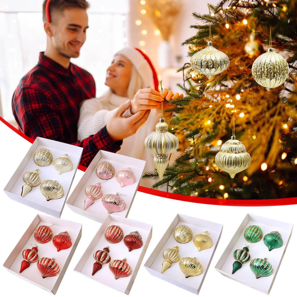 Feltree 4-Piece Christmas Ball Ornament Set with Plated and Painted ...