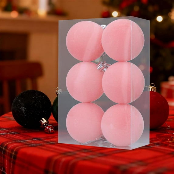 Feltree 6 Pcs Flocked Velvet Christmas Balls - 2.4 Inch Christmas Tree ...