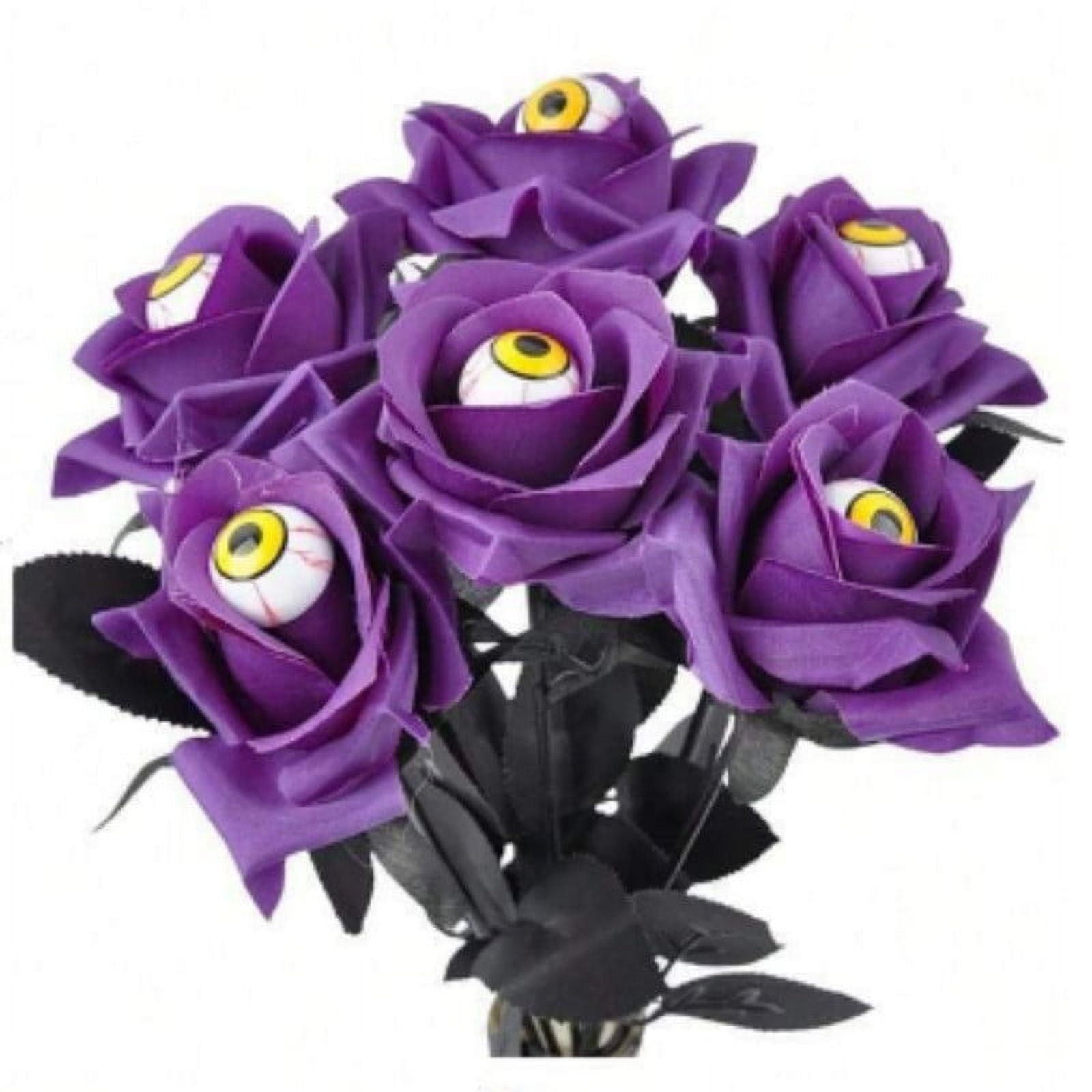 Feltree 6 Pieces Faux Rose with Eyeballs Halloween Faux Eyeball Flowers ...
