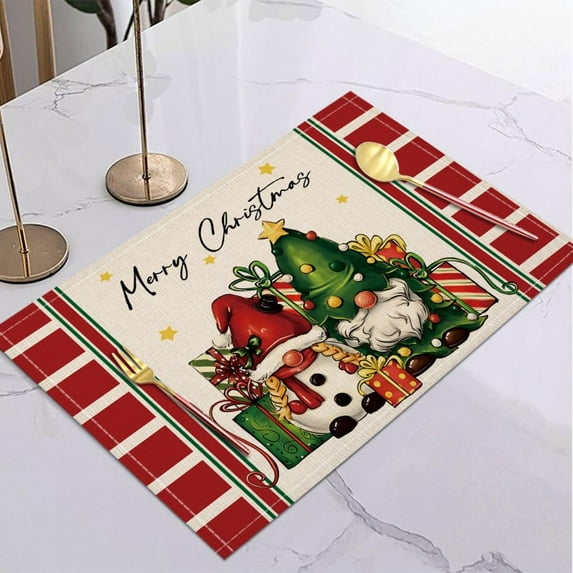 Feltree Christmas Placemat Waterproof Oil-Resistant Holiday Table Mat ...