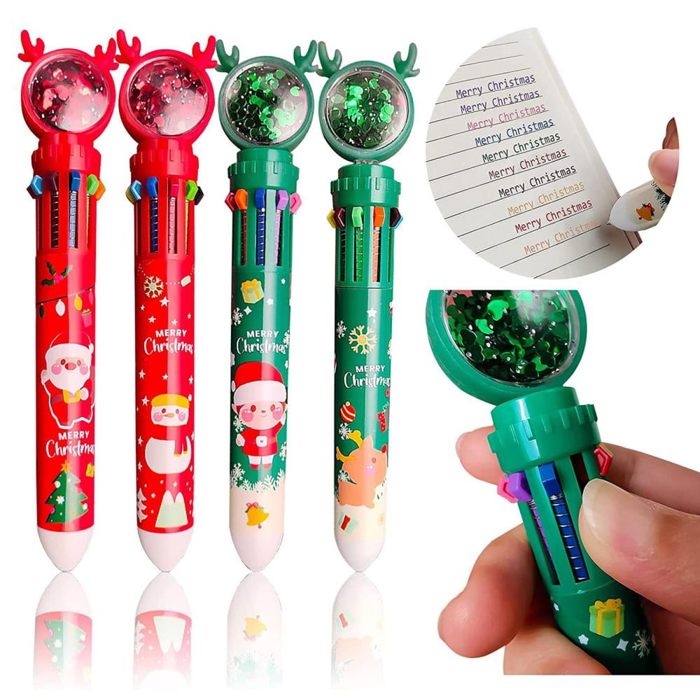 Feltree Christmas Push-Type Gel Pens, 10-in-1 Multifunction 4-Pack for ...