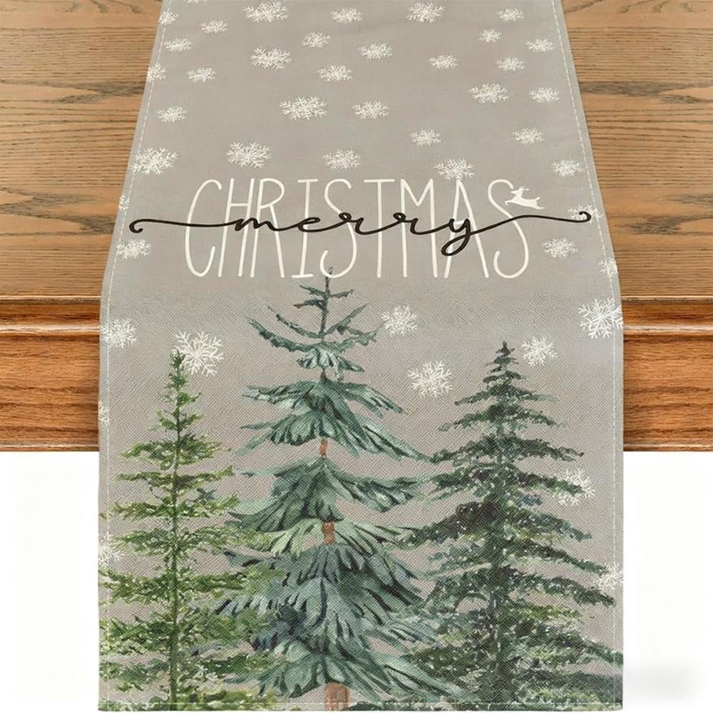 Feltree Christmas Table Runner with Trees and Snowflakes Design for ...