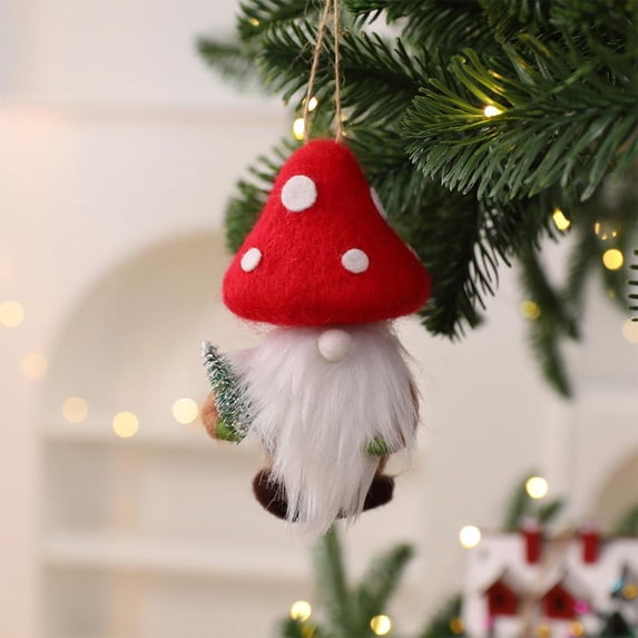 Feltree Faceless Gnome Christmas Tree Ornament Wool Mushroom Design for ...
