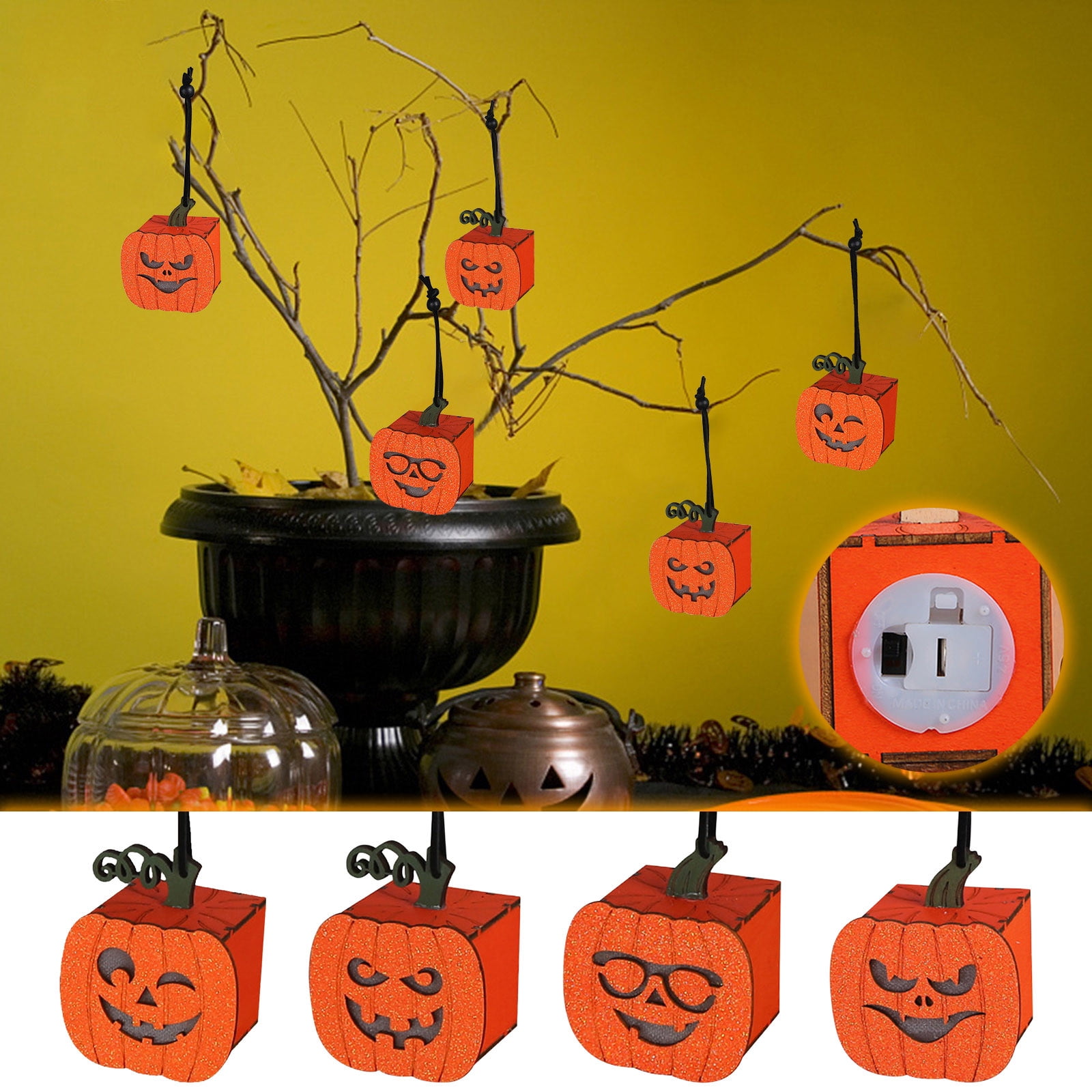 FELTREE Halloween Pumpkin Lantern Handheld Night Lantern Ghost Festival ...