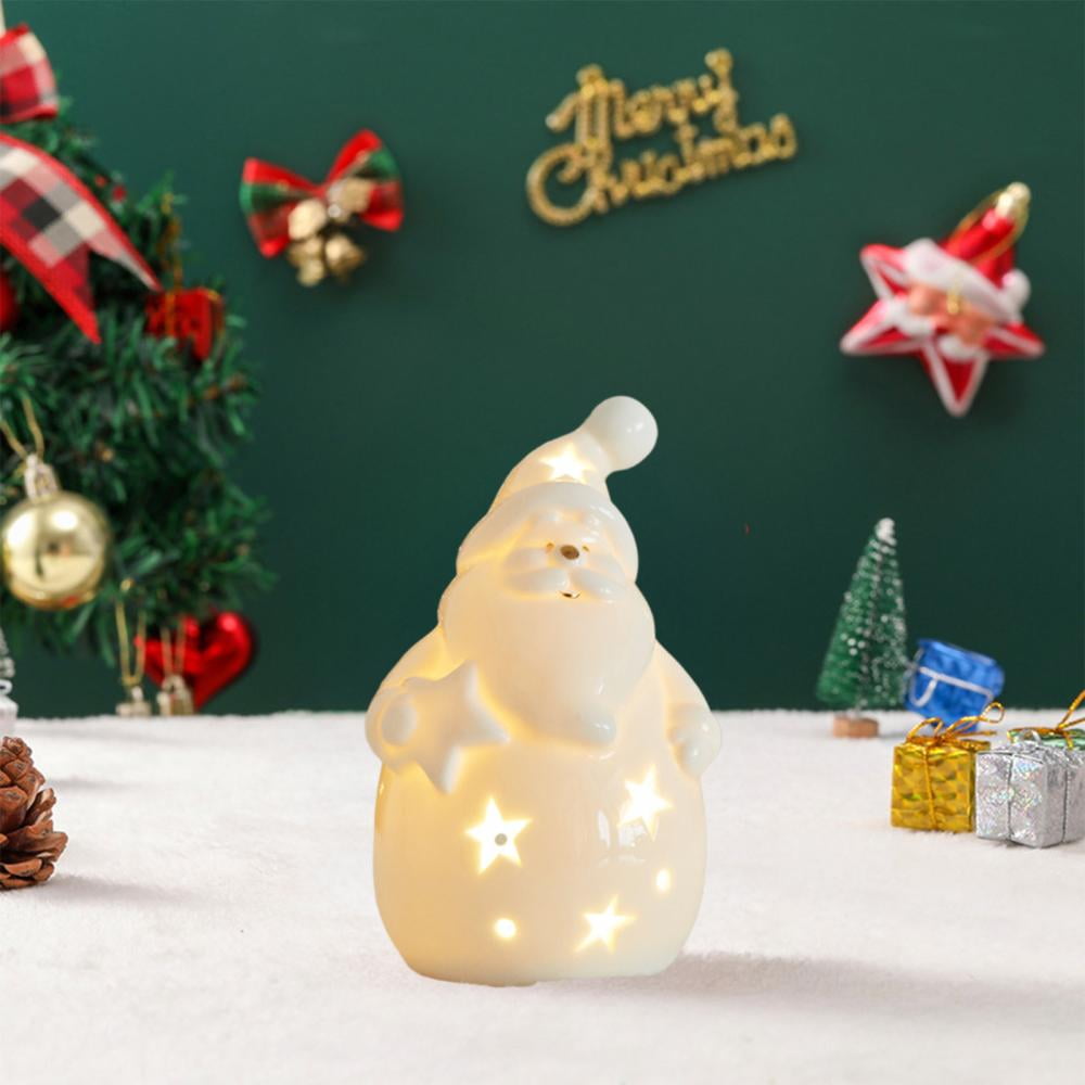 Feltree Luminous Ceramic Christmas Snowman and Santa Decoration - Soft ...