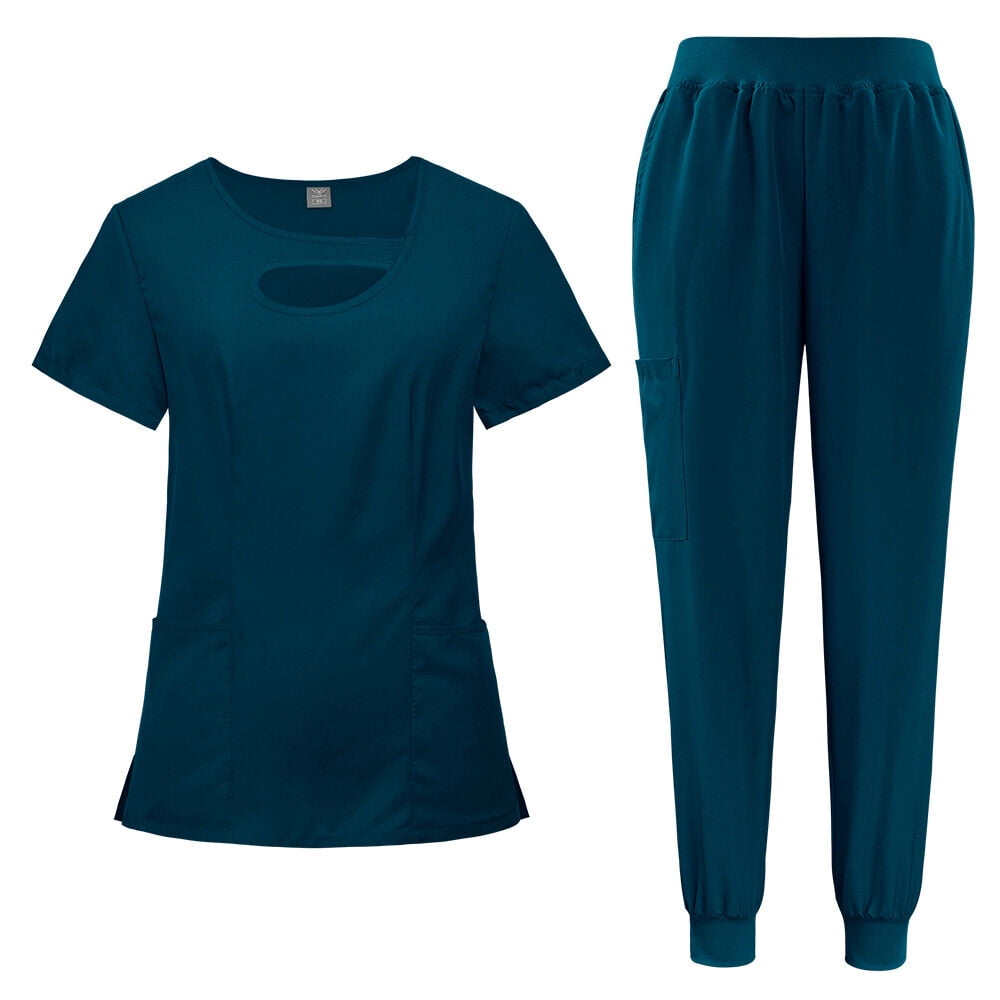 Female Anti Wrinkle Nursing Hospital Uniform Spandex Scrubs Uniforms Suit Set