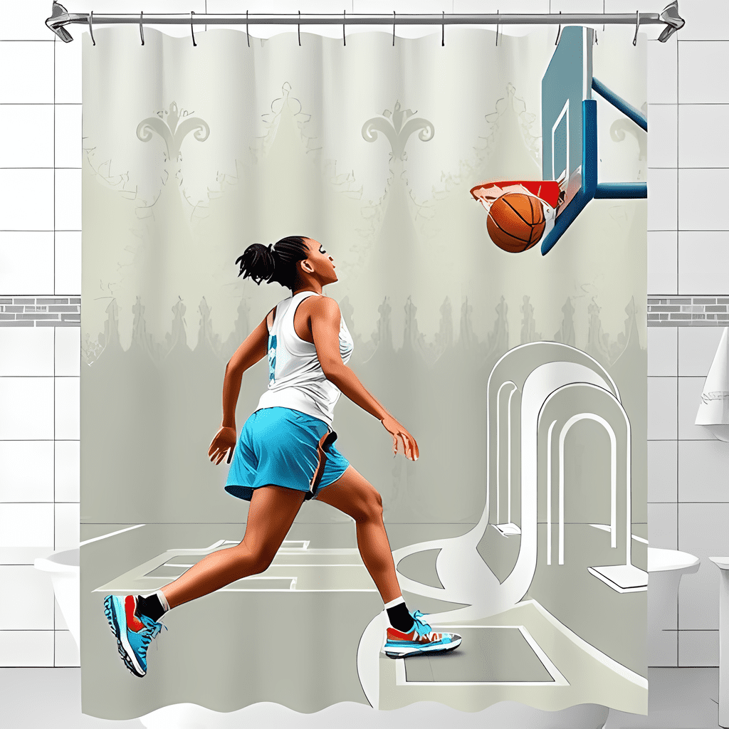 Female Basketball Player Shower Curtain - Modern Sports Design with ...