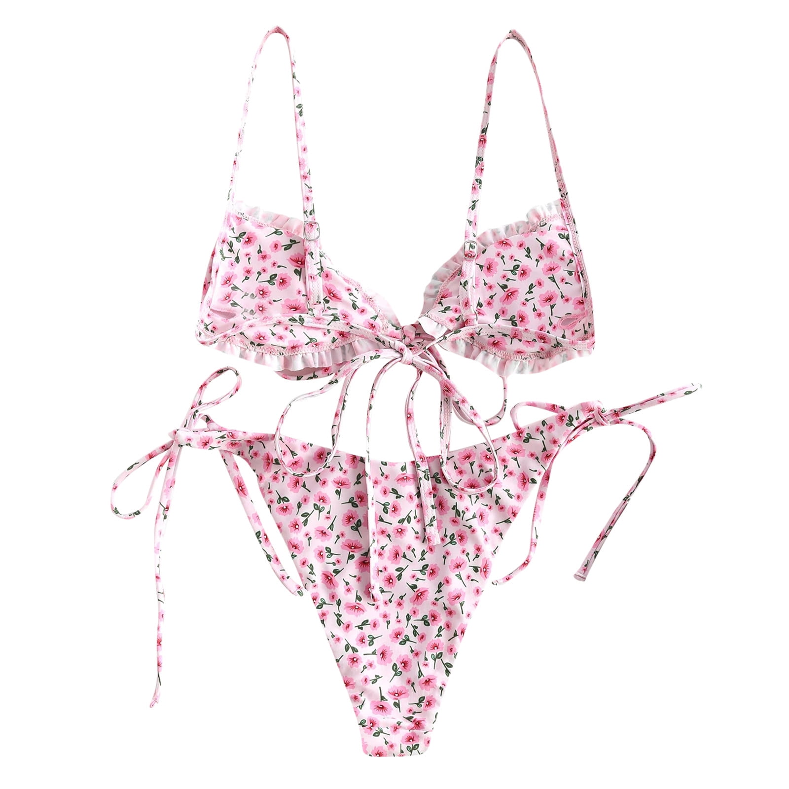 Female Beachwear Solid Korean Fashion Bkini Floral Striped Beach
