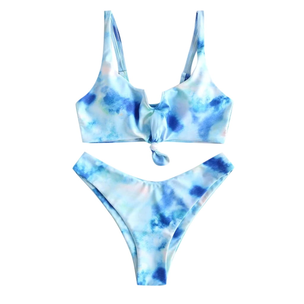Female Bkinis Sexy Vacation Two Pieces Set Solid Dot Swinsuit Women