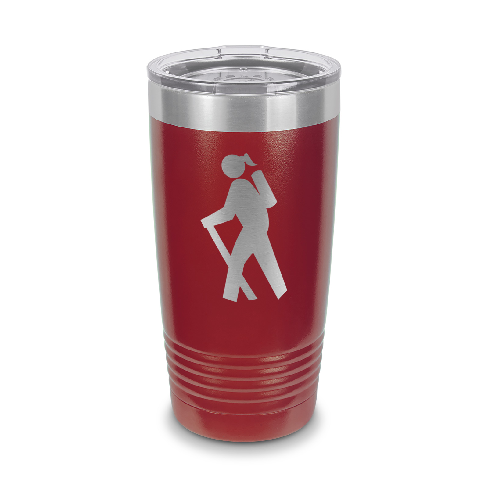 Female Camping Hiker Tumbler 20 oz - Laser Engraved w/ Clear Lid ...