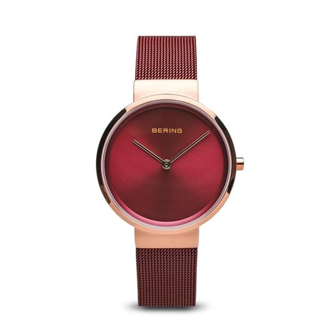 Female Classic Polished & Brushed Rose Gold Mesh Watch - Walmart.com