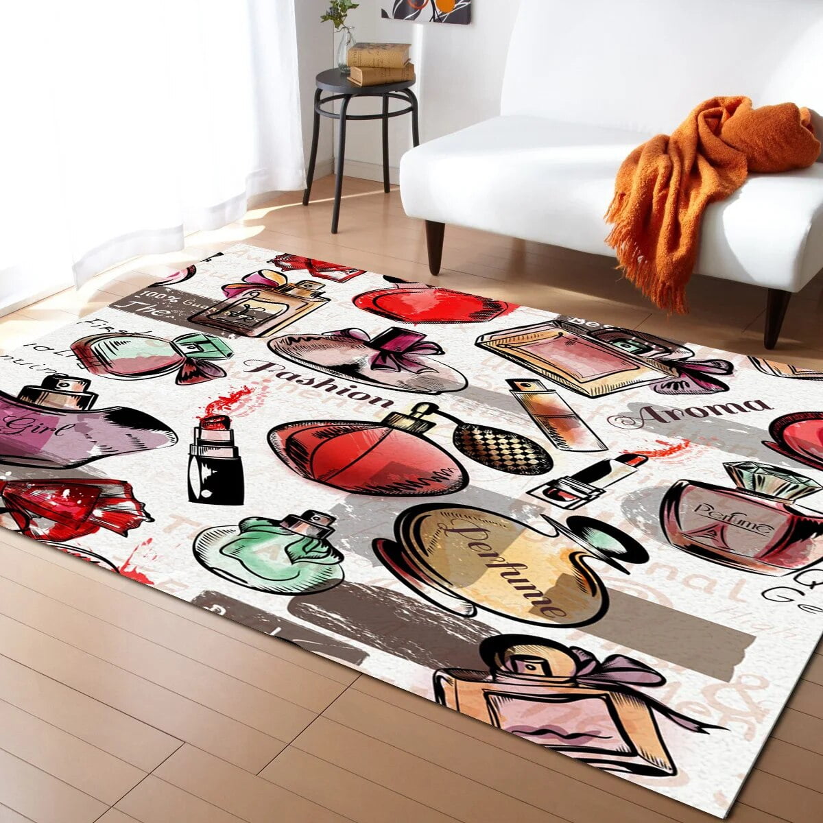 Female Cosmetics Perfume Lipstick Bow Comb Pink Rugs for Bedroom Home ...