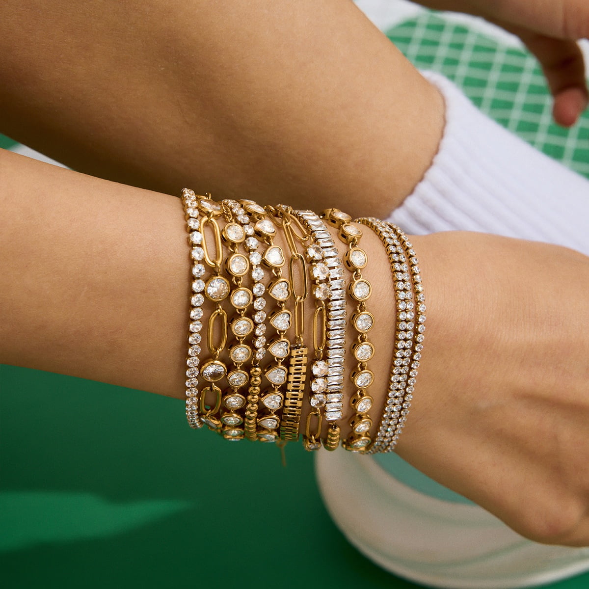 Female Diamond Inlay Stainless Steel Twin Bracelet - Walmart.com