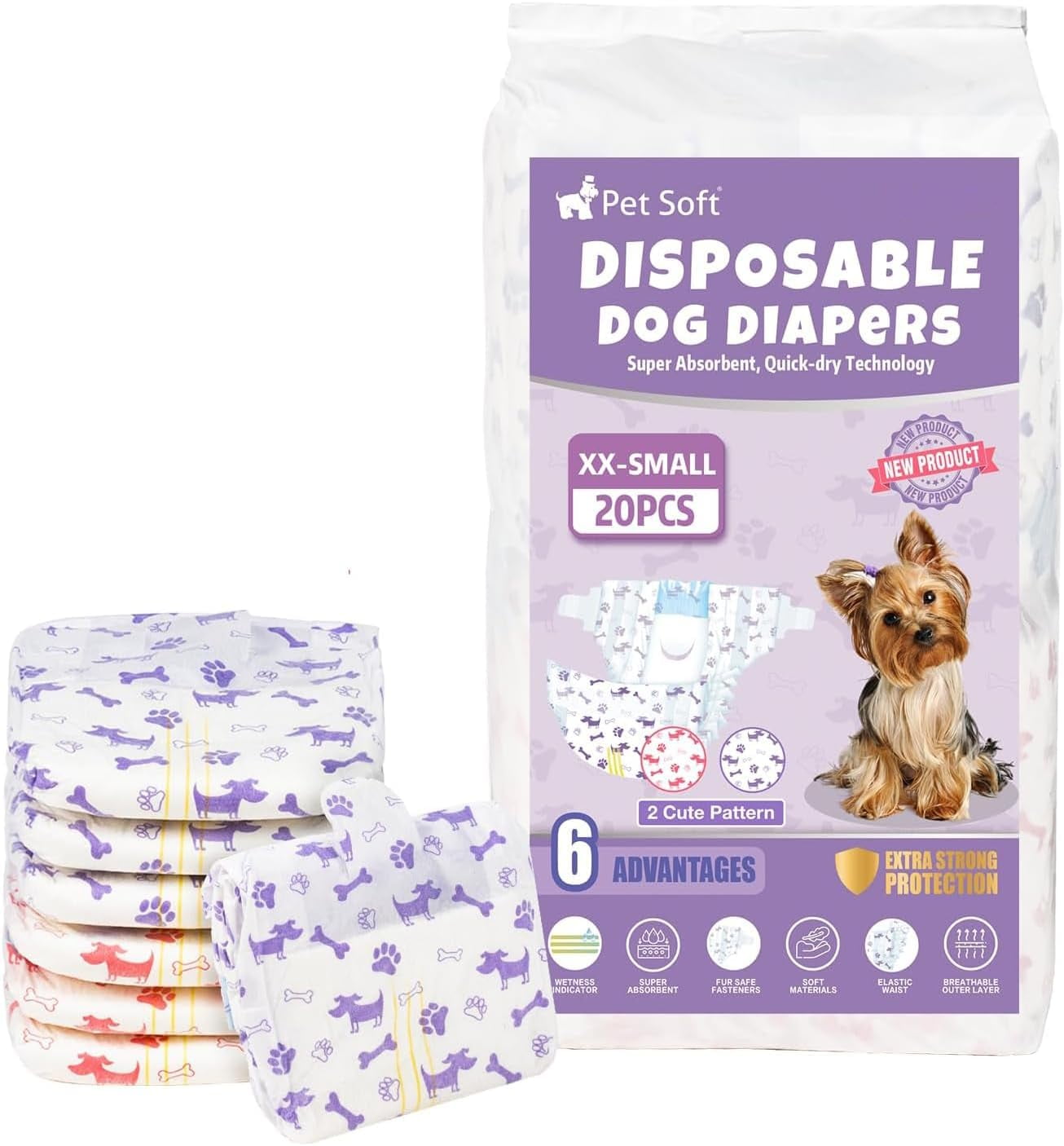 Female Dog Diapers - Disposable Doggie Diapers with Wetness Indicator ...