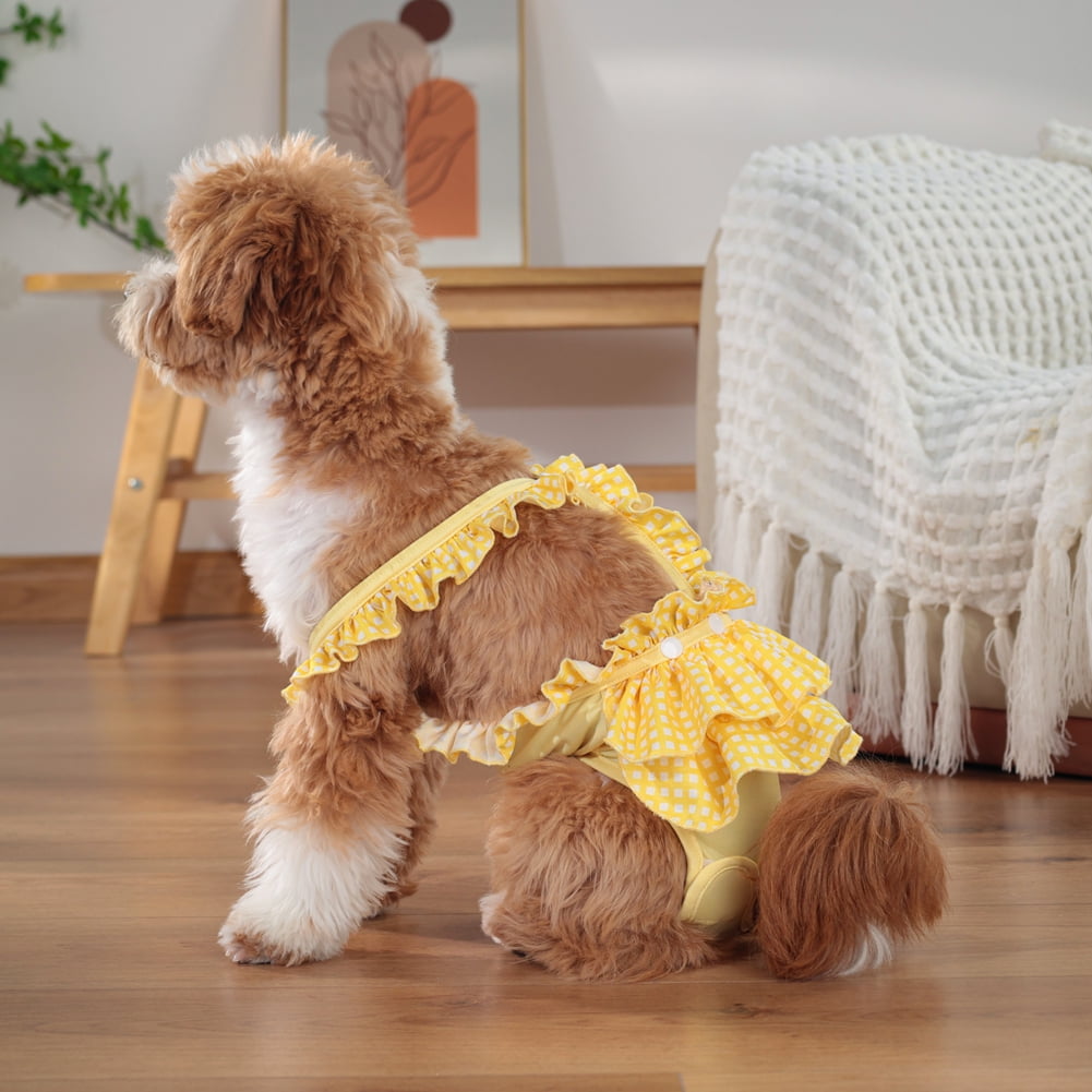 Female Dog Diapers with Suspenders, Reusable Dog Panties Cute Plaid ...