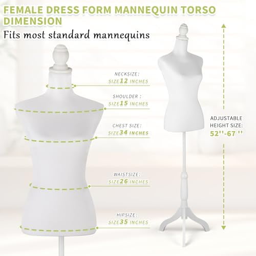 Female Dress Form Mannequin Torso, Clothes Display Mannequin with ...