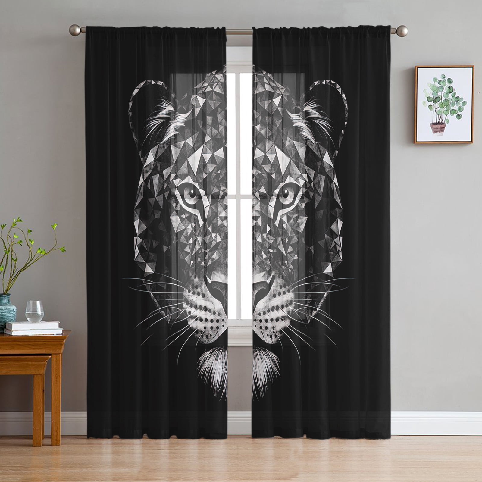 Female Eyes Eyelashes Eyebrows Sheer Curtain for Living Room Bedroom ...