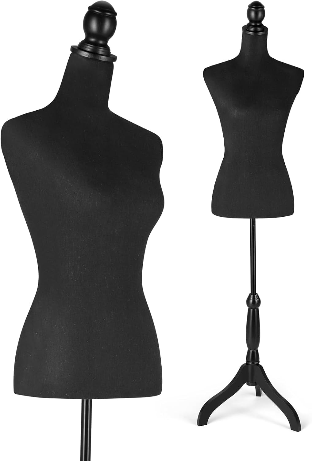 Female Fabric Manikin Torso Dress Form with Wooden Tripod Base Stand ...