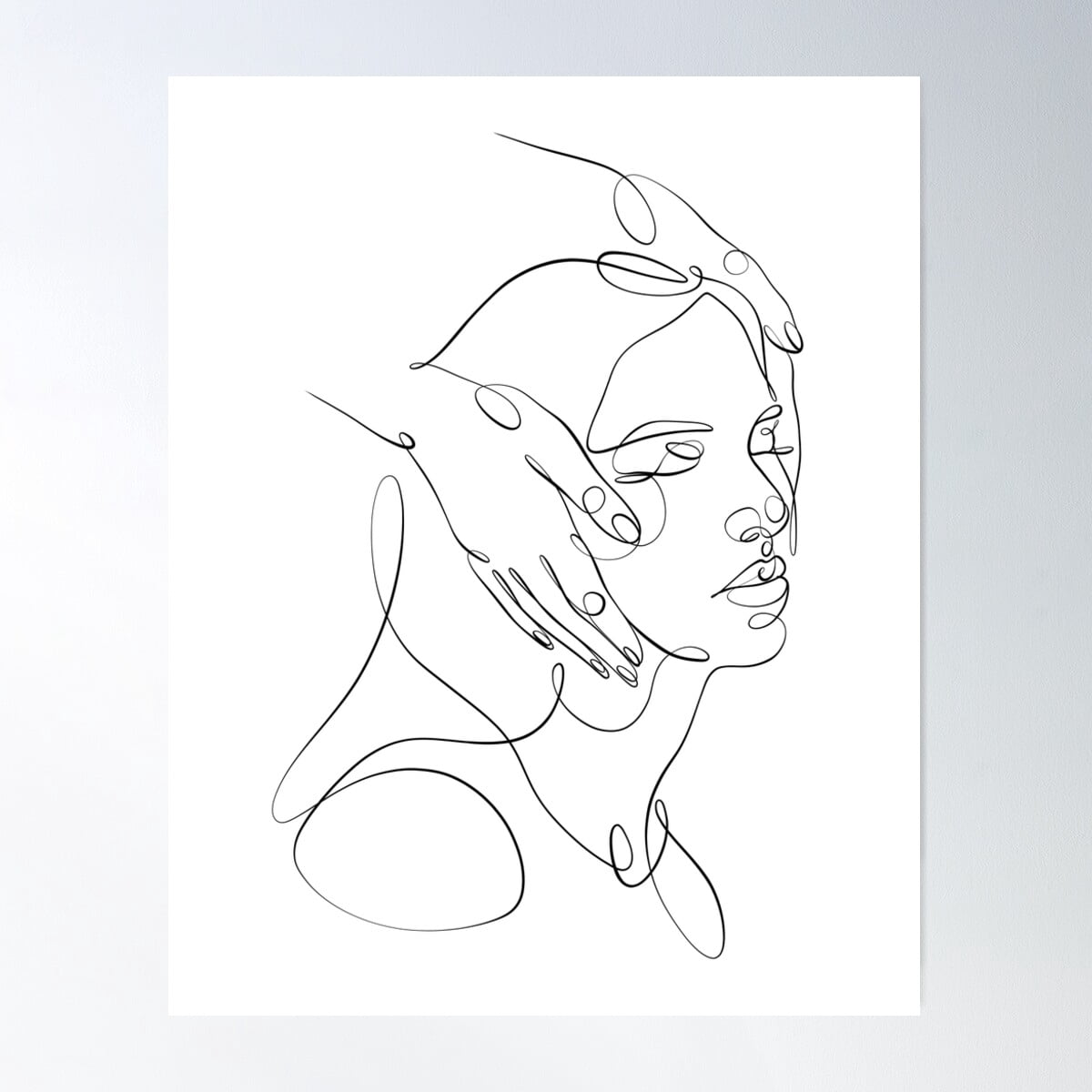 Female Face One Line Art, Minimalist Single Line Portrait Poster Wall ...