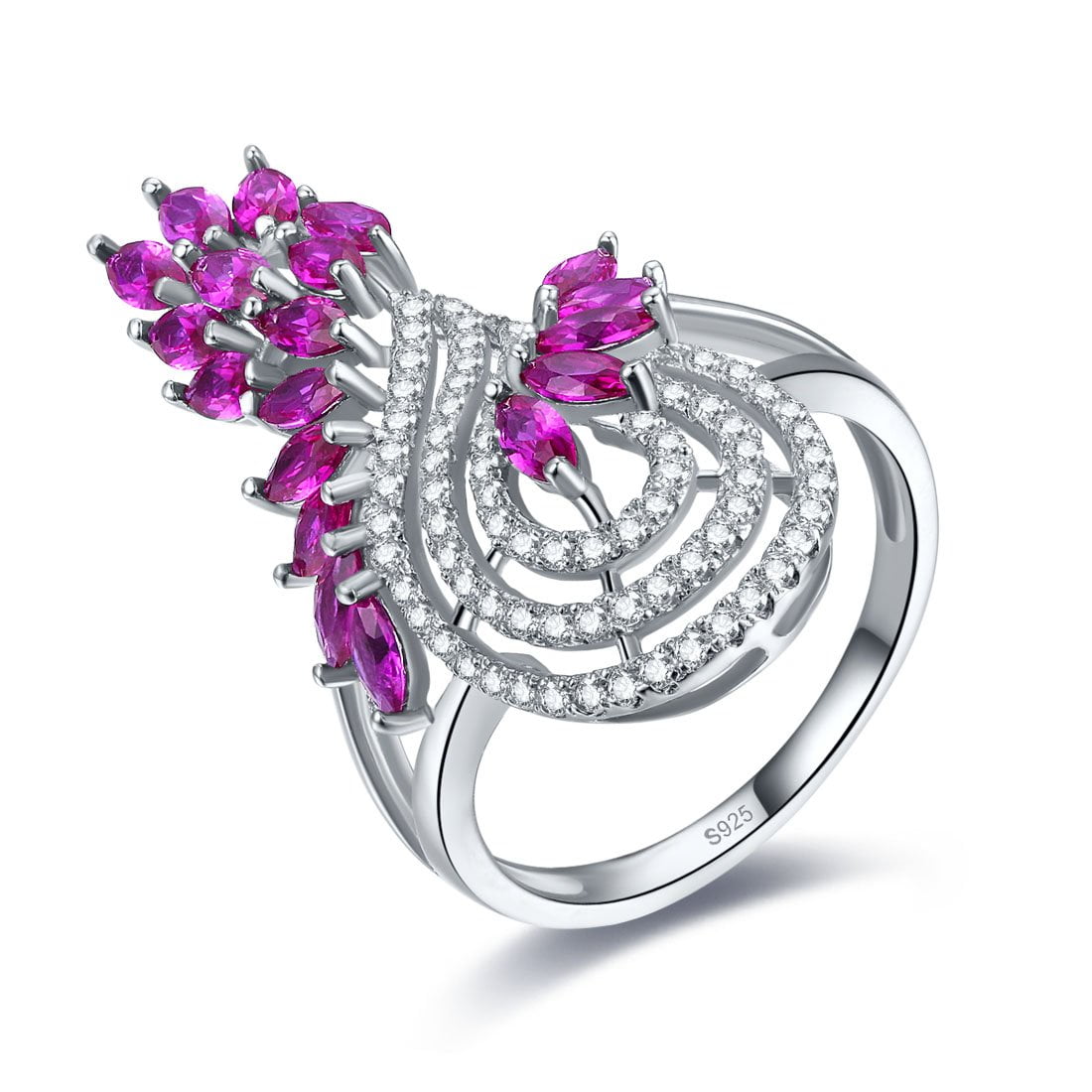 Female Fancy 925 Sterling Silver Ladies Rings, Marquise Cut CZ Zirconia ...