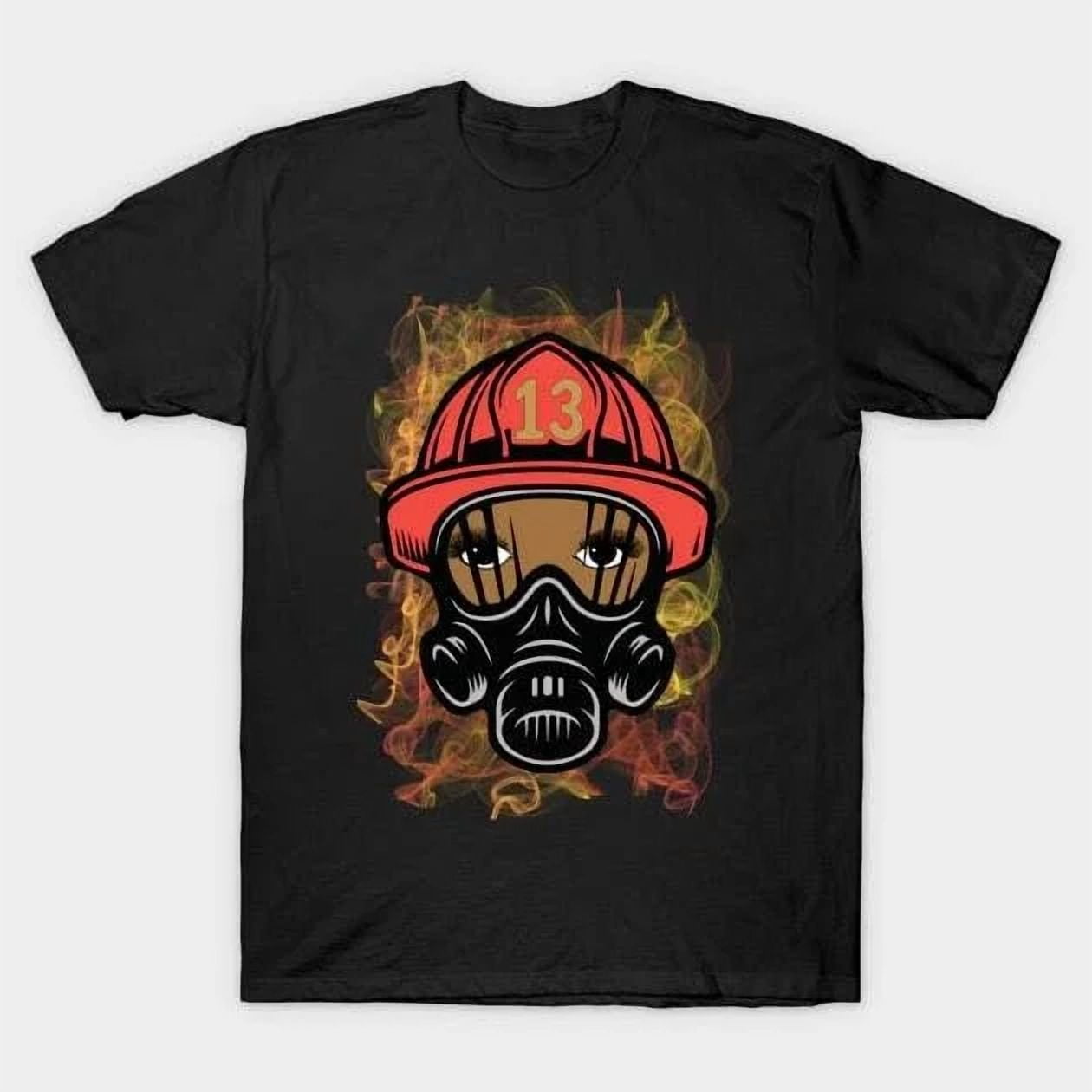 Female Firefighter and Flames T-Shirt - Walmart.com