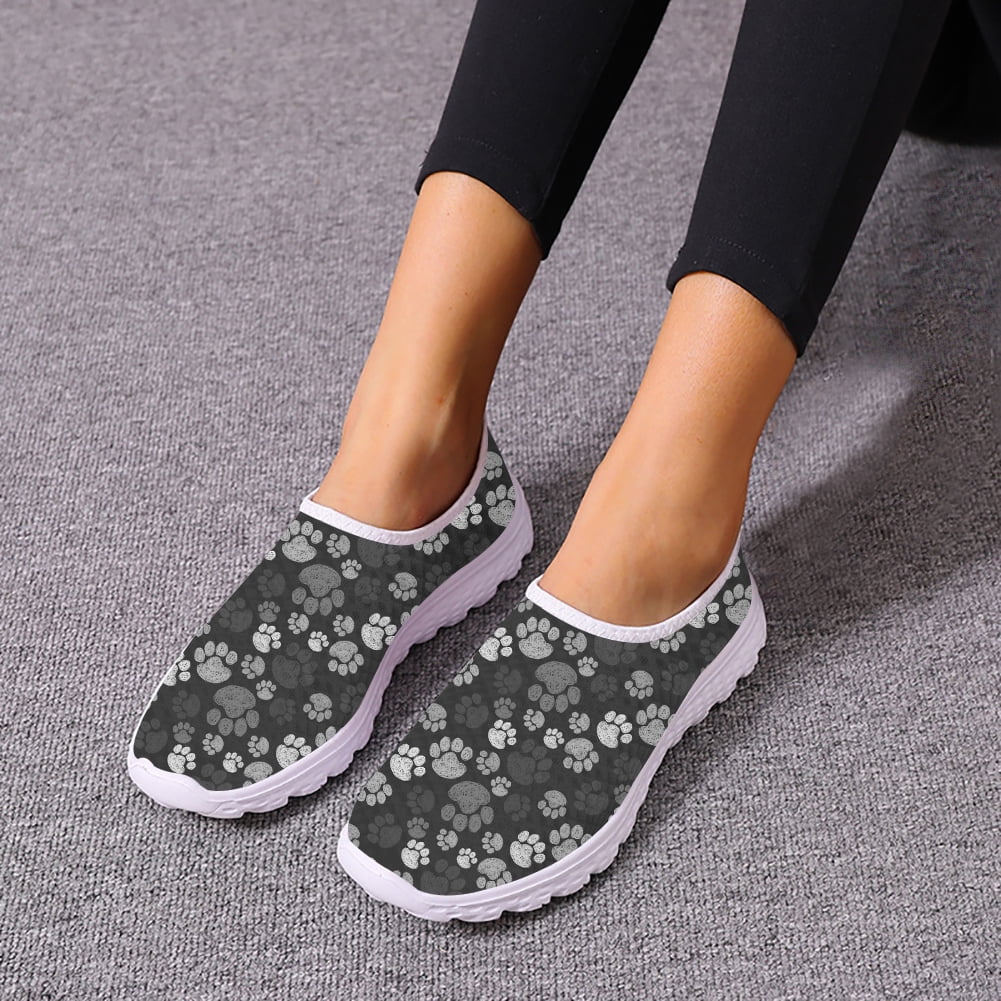 Female Flat Shoes Cute Dog Paw Footprint Design Summer Light Mesh Shoes ...