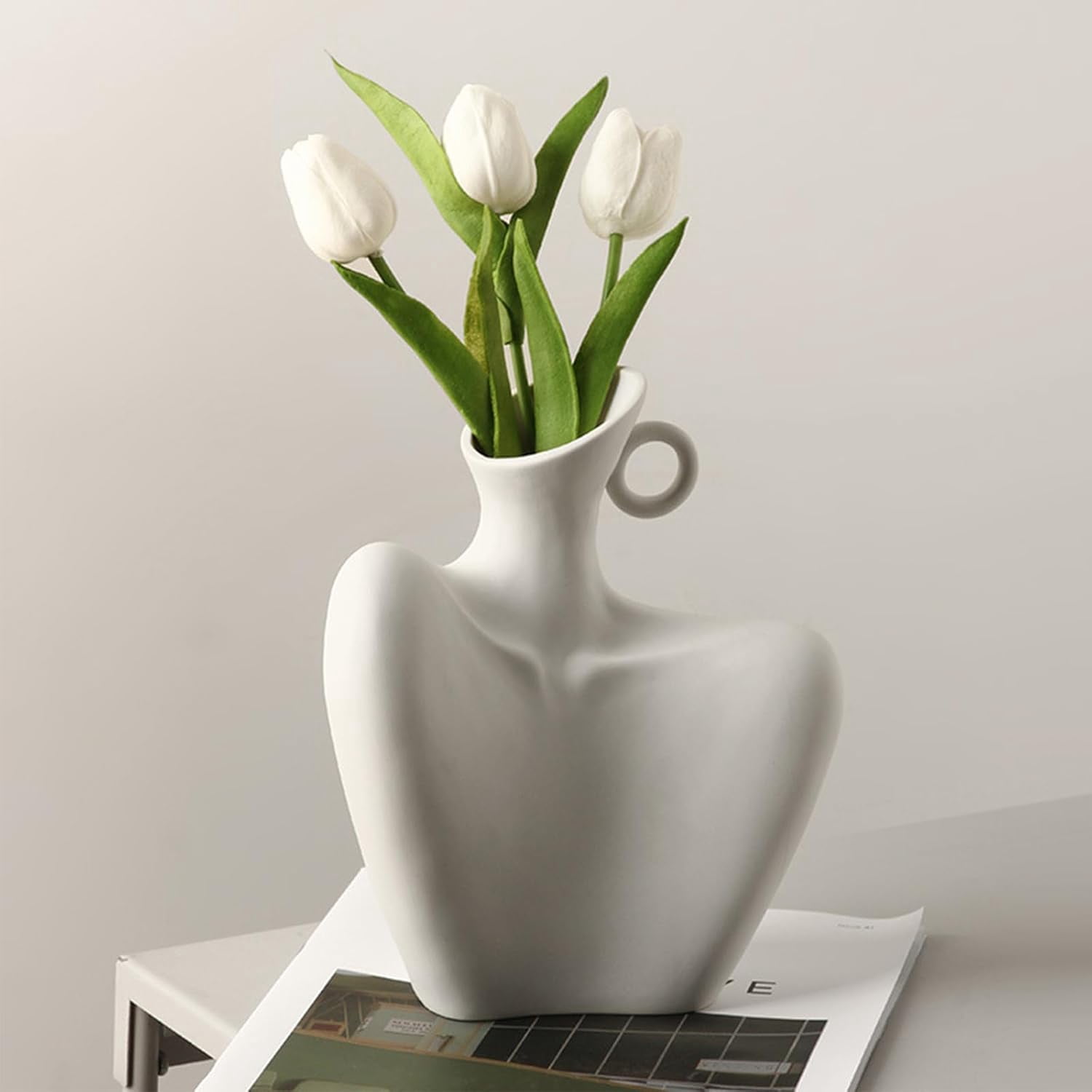 Female Form Vase - 8.27" Anatomical Ceramic Sculpture, Clavicle Bone ...