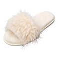 Female Fuzzy Open Toe Slippers Indoor Outdoor Casual House Slippers For ...