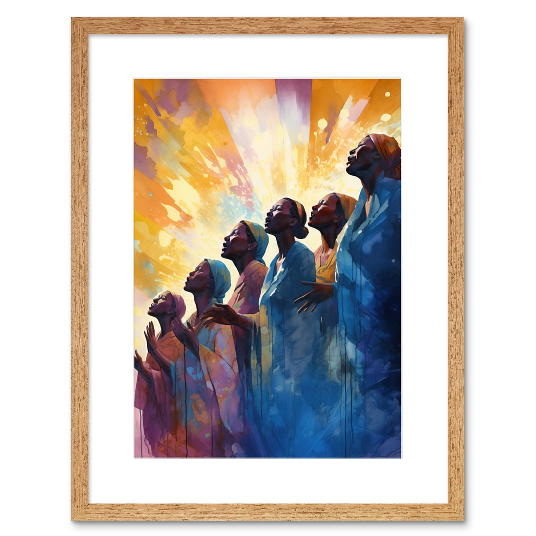 Female Gospel Choir Group Singing Hymns Modern Watercolour Painting ...