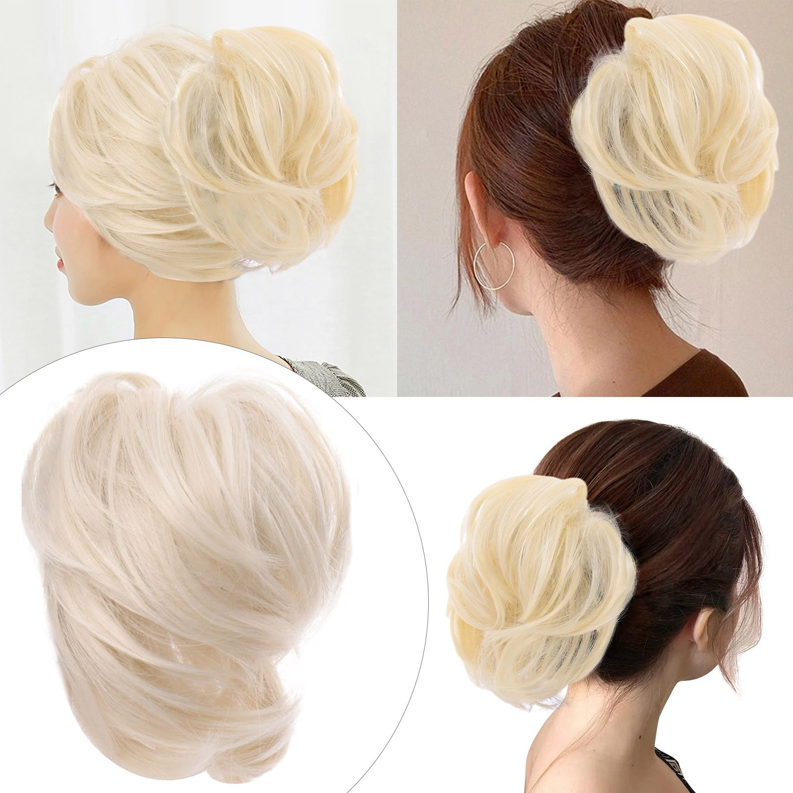 Female Hair Bag Wig - Button Flower Bun Wig, Round Hair Ring, Short ...