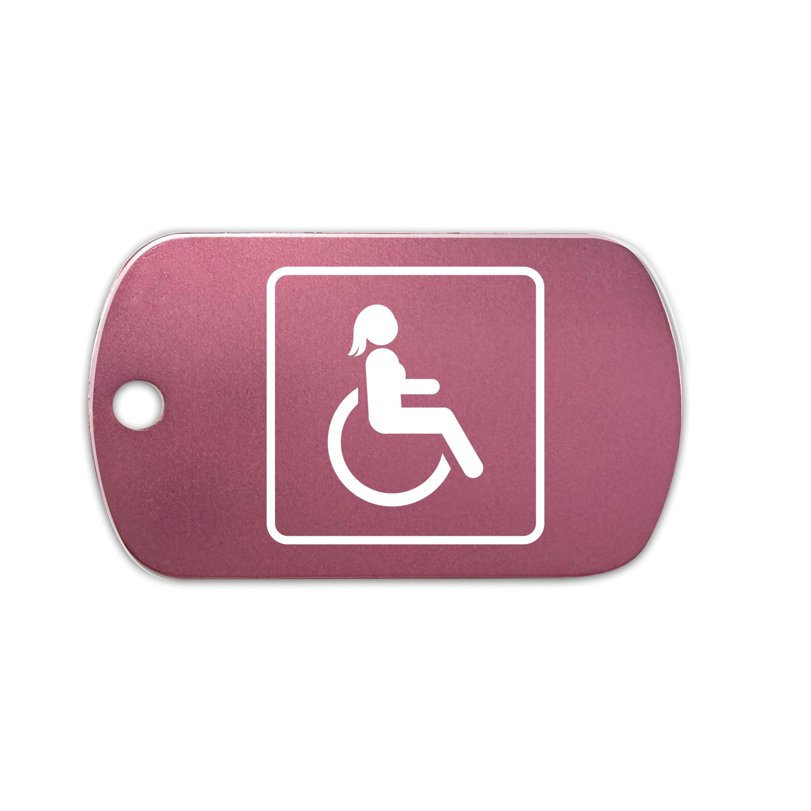 Female Handicap GI Dog Tag Aluminum Keychain wheelchair girl - Pink ...