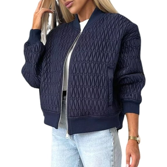 Female Jackets Spring Fashion Cute Jacquard Coats Zip Up Jackets Dressy ...