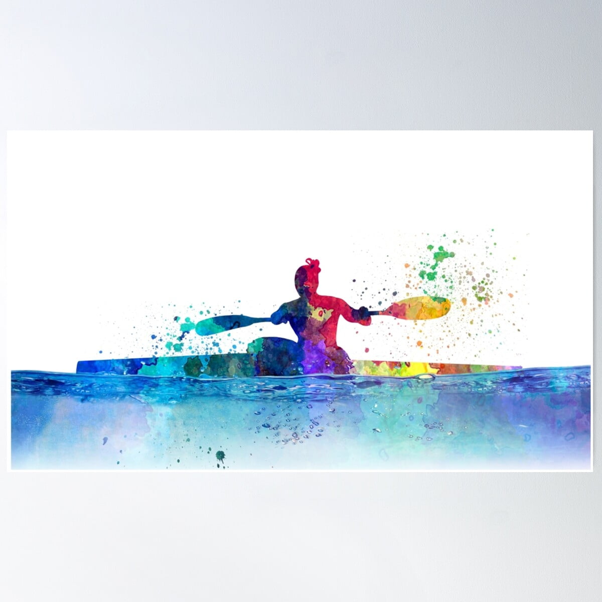 Female Kayak Athletes Competing In Watercolor 01 Poster Wall Art ...