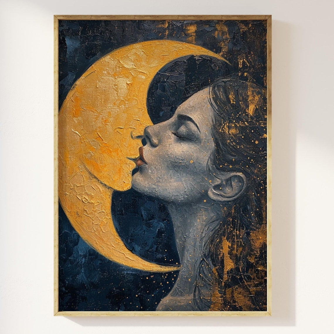 Female Kissing Moon Celestial Art Print Celestial Bedroom Print ...