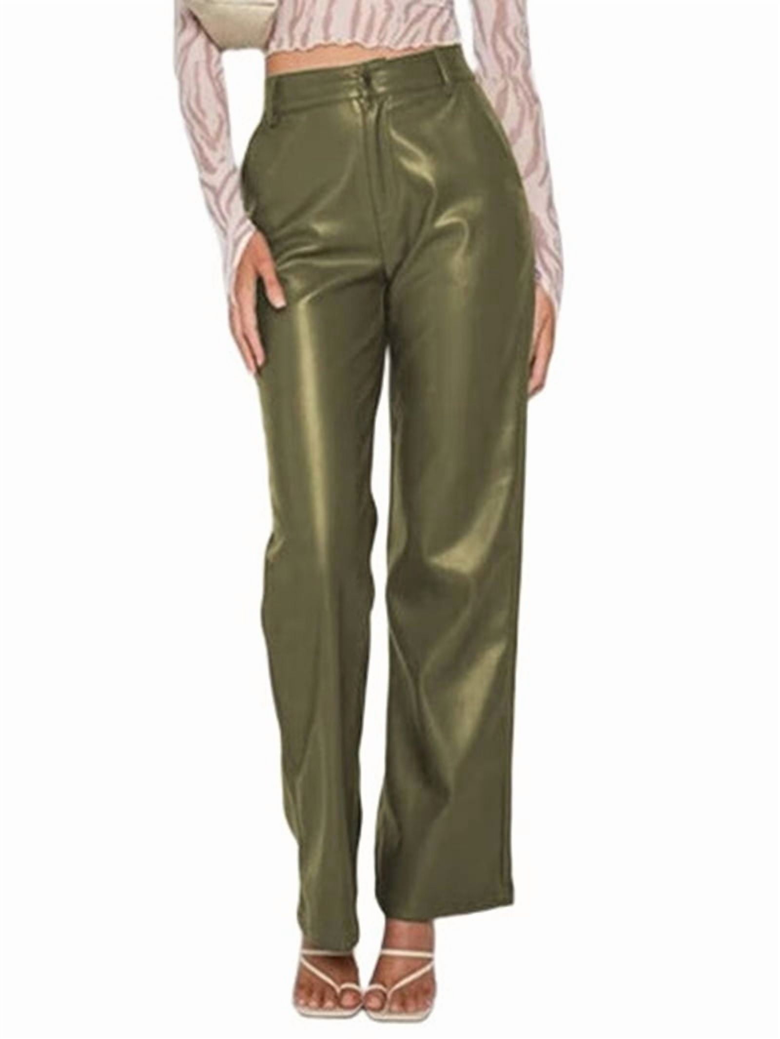 Female Leather Pants - High Waist Faux Leather Straight Leg Bell Bottom ...