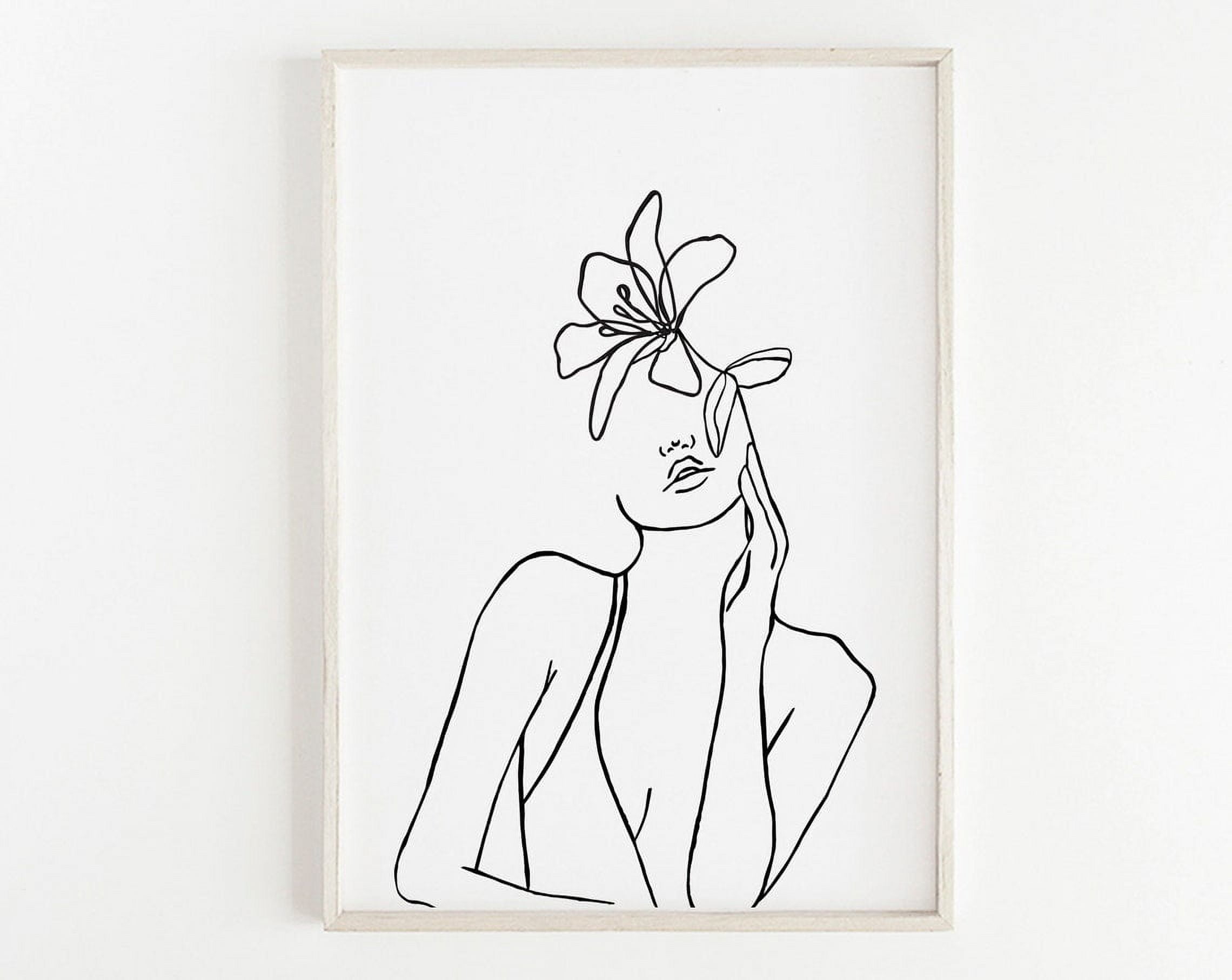 Female Line Drawing Flower Art Print Trending Now Abstract Female ...