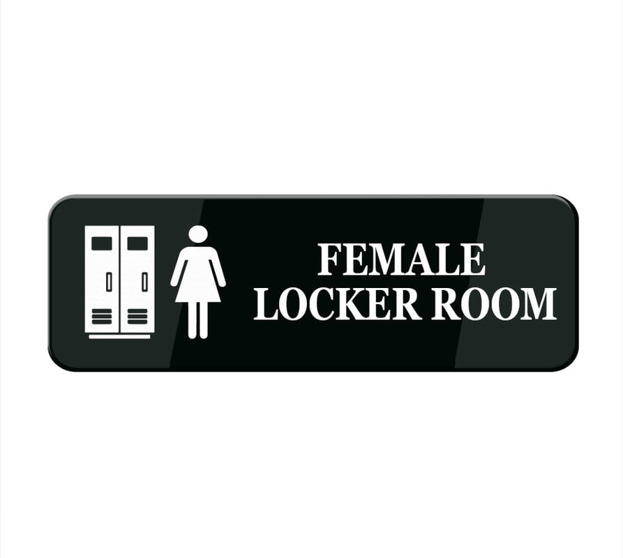 Female Locker Room Sign, 10 X 3 Inch Acrylic Plastic Sign With Symbols ...