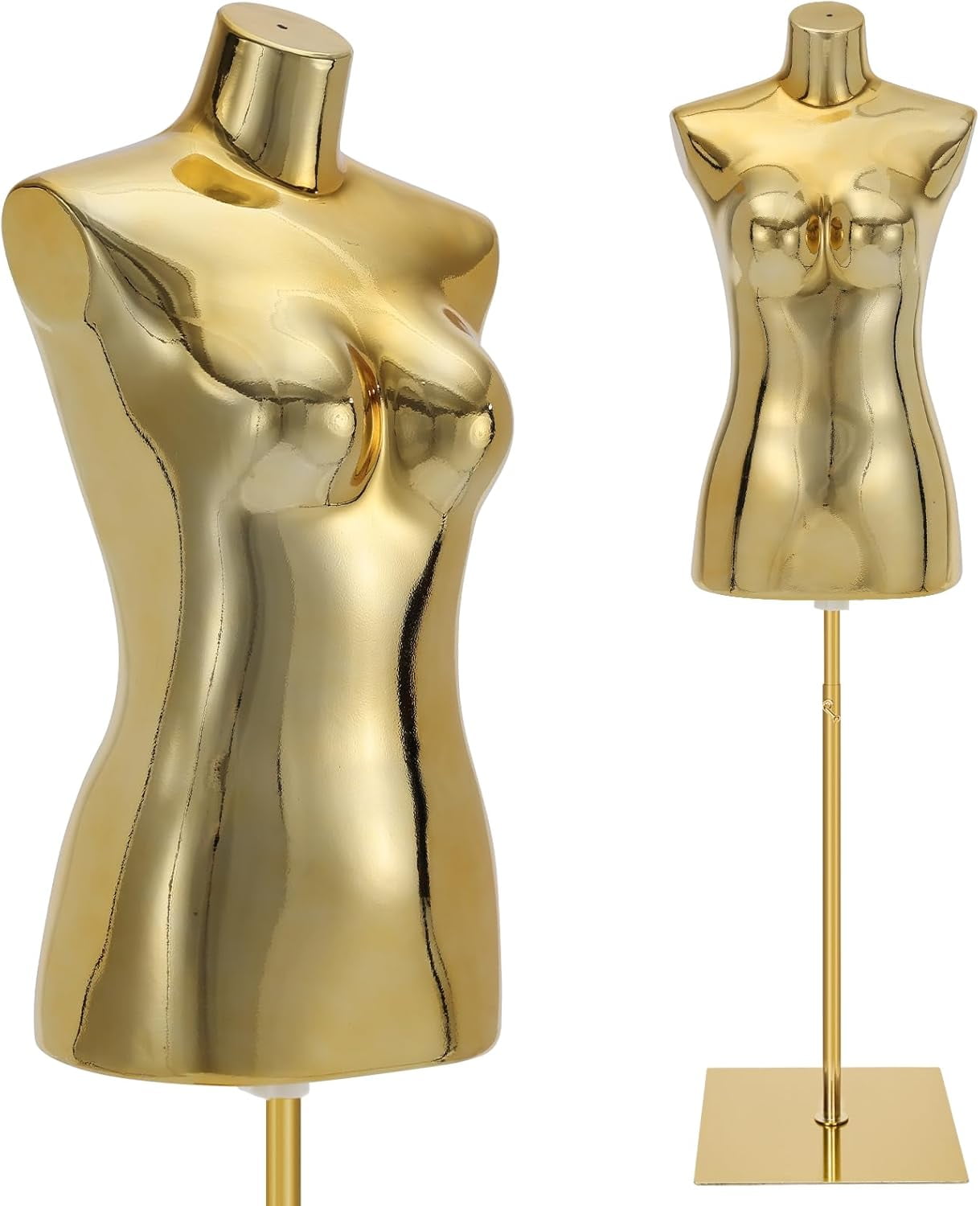 Female Mannequin Dress Form Torso - Manikin Body with Gold Metal Stand ...