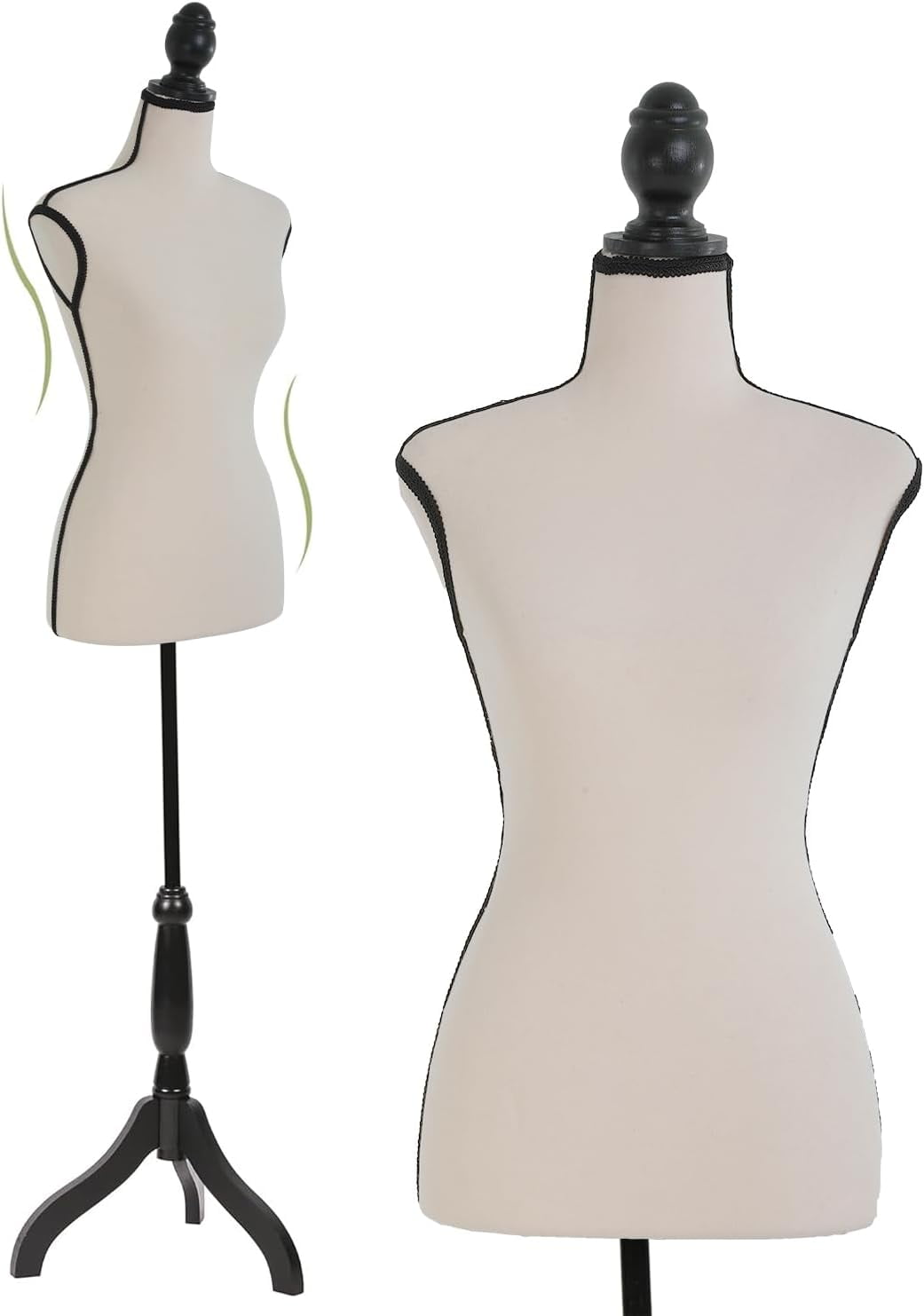 Female Mannequin,Dress Form Torso Manikin with Wooden Tripod Stand, 60 ...