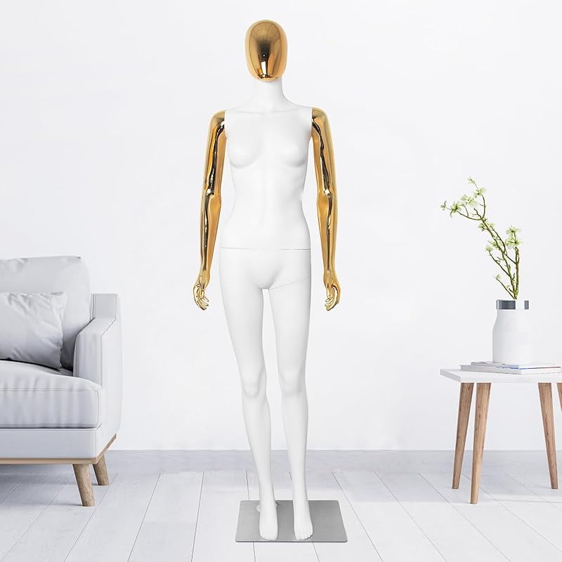 Female Mannequin Full Body White Body Gold Head Gold Hands Dress Form ...