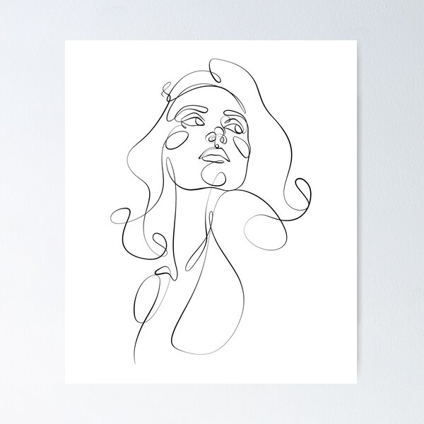 Female One Line Drawing Poster Wall Art, Modern Wall Decor For Living ...
