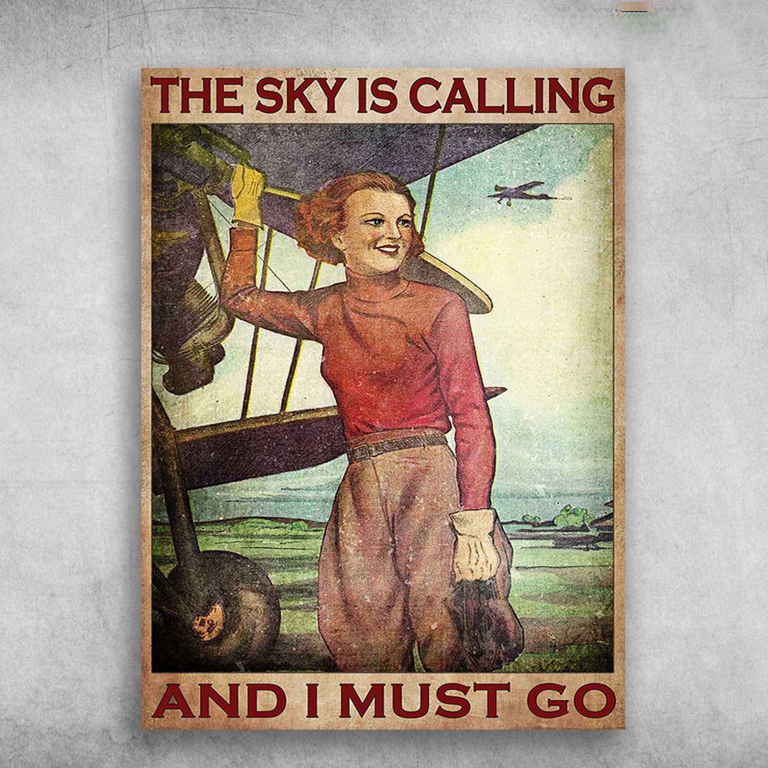 Female Pilot - The Sky Is Calling, And I Must Go 16 x 24 Inch Poster ...