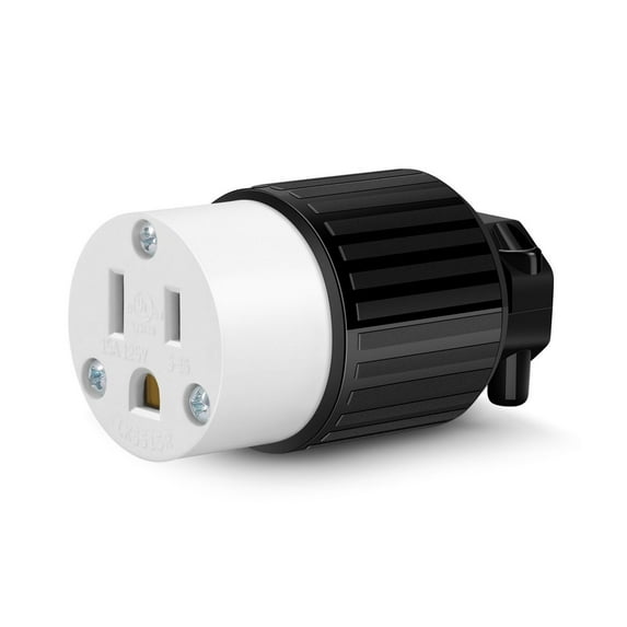 Female Plug End Grounded Plug Replacement, 15 Amp 120v-125 Volt, NEMA 5 ...