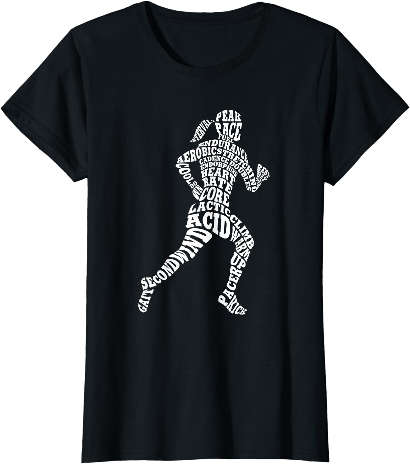 Female Runner Typography Fitness Running Word Art T-Shirt - Walmart.com
