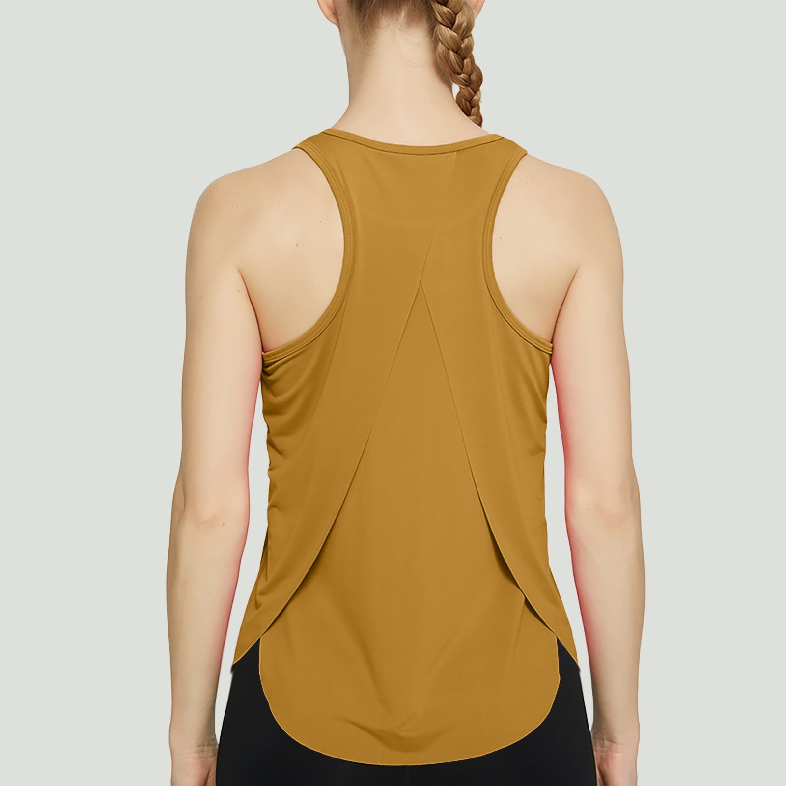 Female Sleeveless I Shaped Split Loose Yoga Sports Running Swallowtail ...