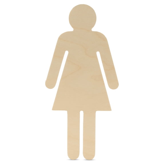 Female Stick Figure Cutouts 12 x 5-5/8-inch, Pack of 1 Unfinished Wood ...