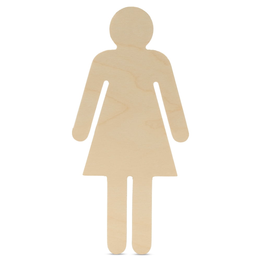 Female Stick Figure Cutouts 12 x 5-5/8-inch, Pack of 5 Unfinished Wood ...