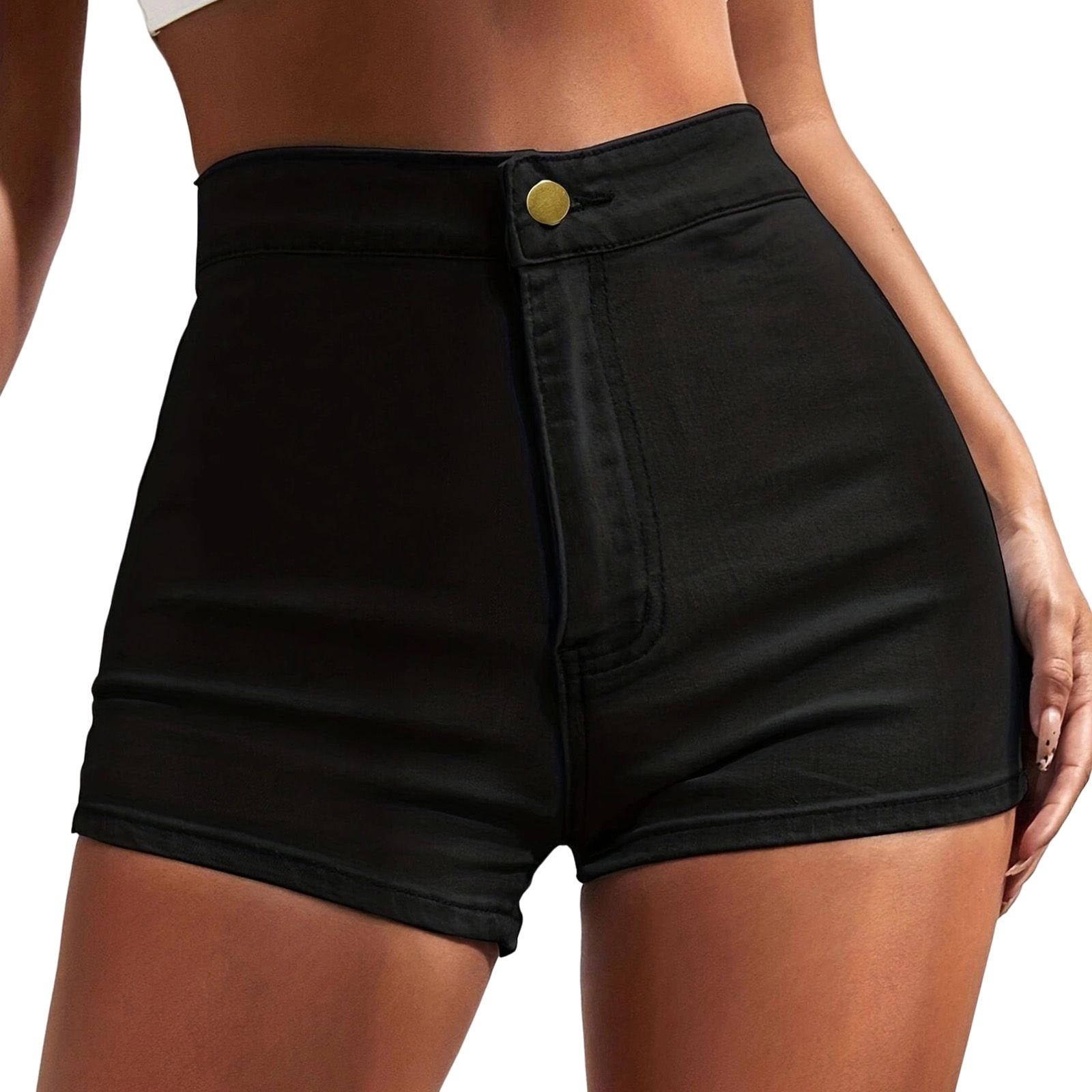 Female Summer High Waisted Denim Shorts Folded Hem Casual Short Rs ...