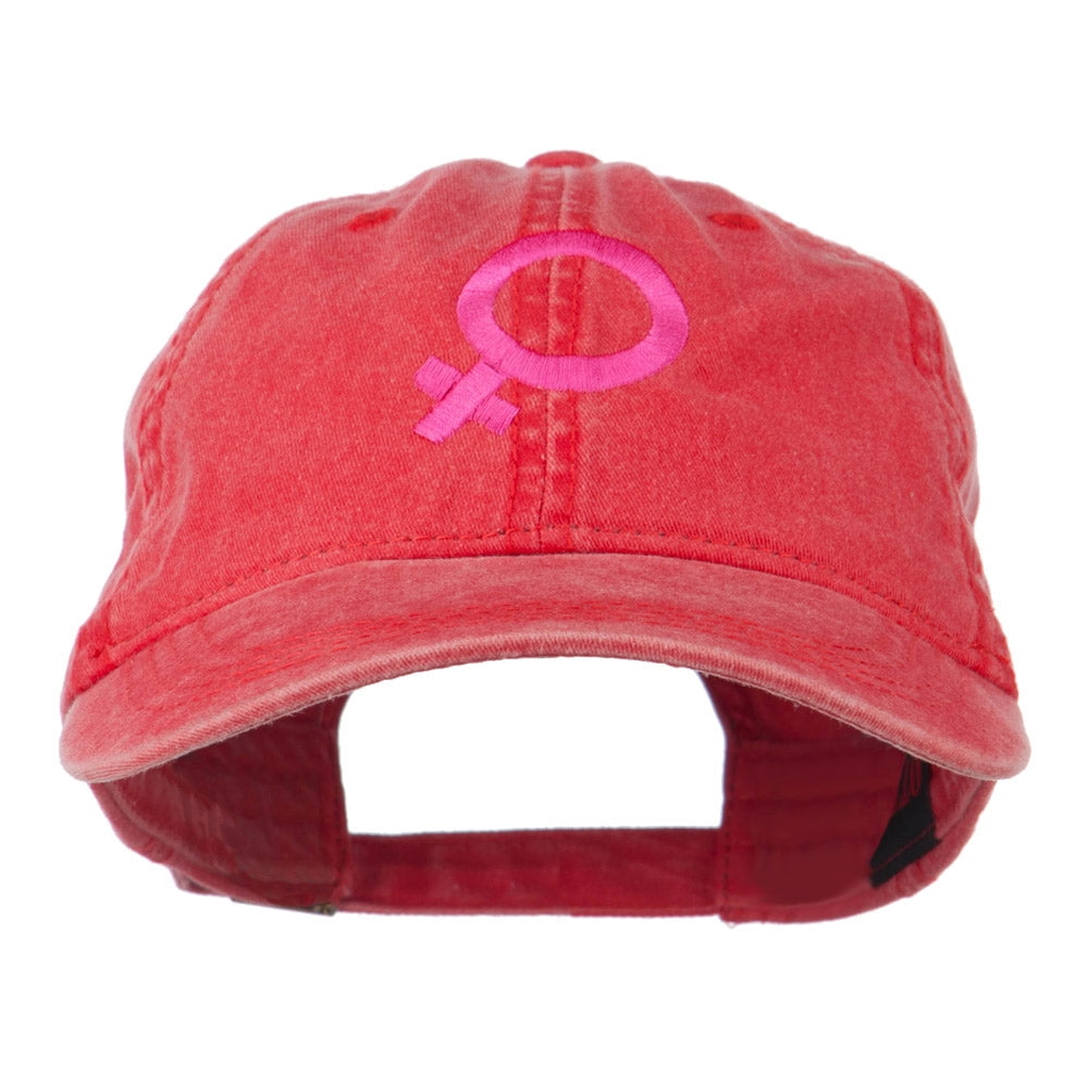 Female Symbol Embroidered Washed Cap - Red OSFM - Walmart.com