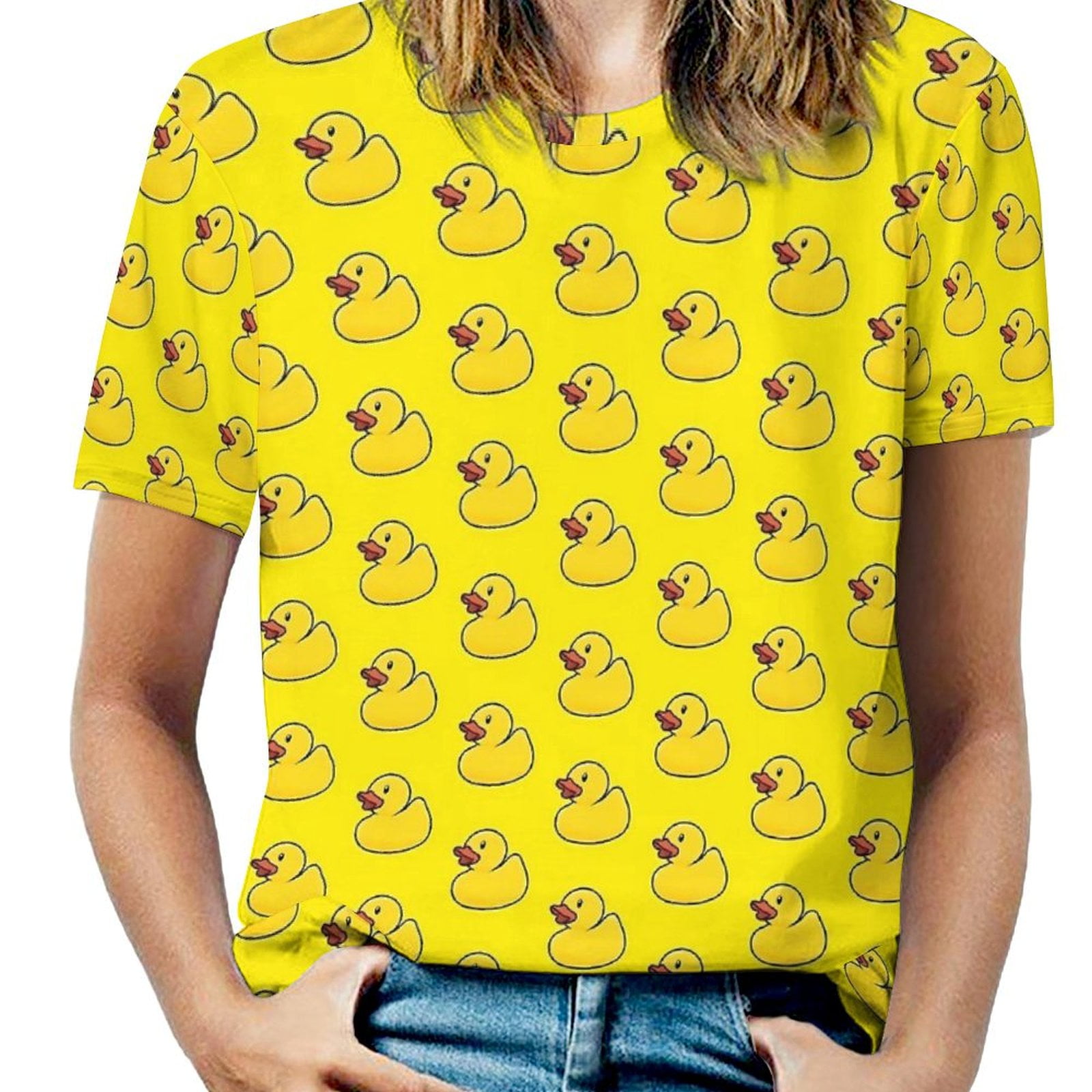 Female T-Shirt Rubber Ducks O Neck T-Shirts Short Sleeve Bath Duck ...